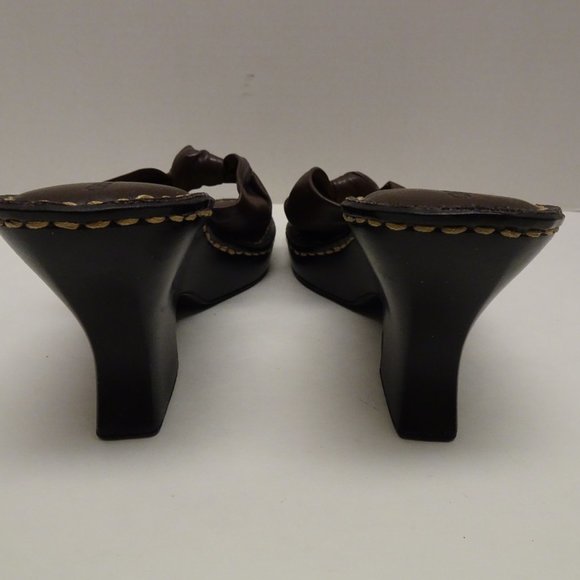 Cherokee | Shoes | Vtg New Cherokee Brown Leather Slide Heels 8 | Poshmark